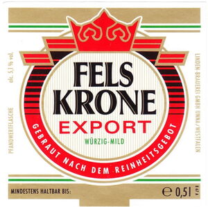 Drink Label: Fels Krone Export (Linden Brauerei GmbH, Germany, Federal ...