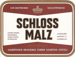 Drink Label: Schloss Malz (Gemünder Brauerei Schleiden, Germany ...
