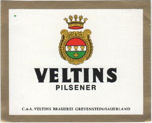 Flaschenetikett: Veltins Pilsener (Brauerei C. & A. Veltins GmbH & Co. KG, Deutschland ...
