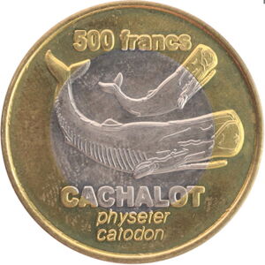 Coin: 500 Francs (Marine fauna - Sperm Whale) (Fantasy Issues(Amsterdam ...