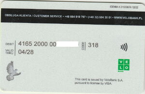 Bank Card: Velo (VeloBank, PolandCol:PL-VI-0916