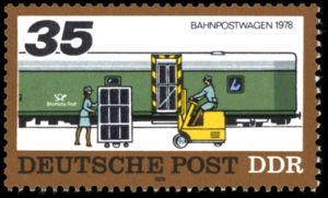 Stamp: Railway Mail Car (1978) (Germany, Democratic Republic (DDR ...