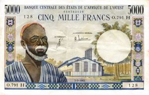 Banknote: 5,000 Francs (West African States(H for Niger) Wor:P-604 Hd