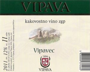 Drink Label: Vipavec (Agroind Vipava 1894, Vipava d.d., SloveniaCol:SI ...