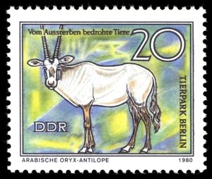 Stamp: Arabian Oryx (Oryx leucoryx) (Germany, Democratic Republic (DDR ...