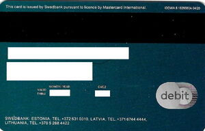 Bank Card: Oak; Swedbank Mastercard business debit 04/20 (Swedbank ...