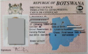 Functional Card: Driving Licence - Republic of Botswana (Driving ...
