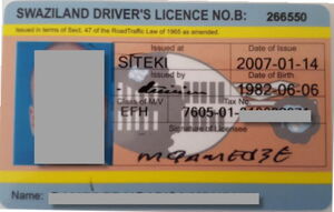 Functional Card: Swaziland Driver's Licence (Driving Licences, Eswatini ...