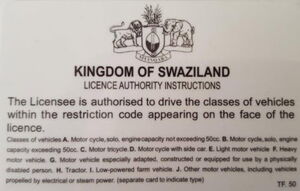 Functional Card: Swaziland Driver's Licence (Driving Licences, Eswatini ...