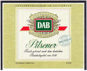 Drink Label: DAB Pilsener (Dortmunder Actien Brauerei, Germany, Federal ...