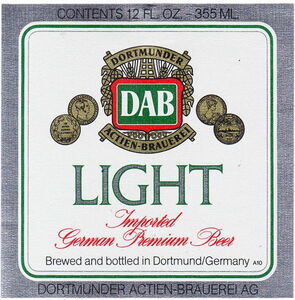 Drink Label: DAB Light (Dortmunder Actien Brauerei, Germany, Federal ...