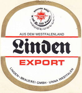 Drink Label: Linden Export (Linden Brauerei GmbH, Germany, Federal ...