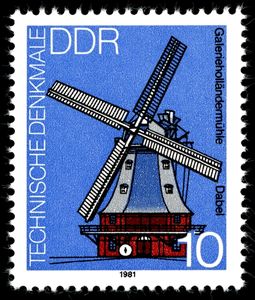 Stamp: Mill Dabel (Germany, Democratic Republic (DDR)(Technical ...