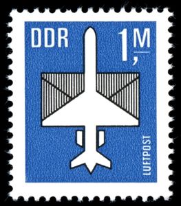 Stamp: Aeroplane and Envelope (Germany, Democratic Republic (DDR ...