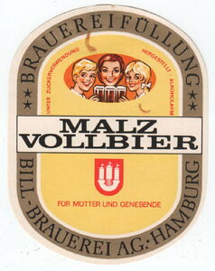 Drink Label: Malz Vollbier (Bill-Brauerei Hamburg, Germany, Federal ...