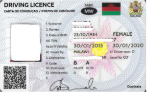 Functional Card: Driving Licence (Driving Licences, Malawi(Malawi ...