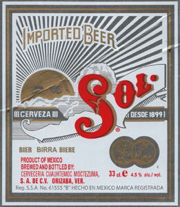 Drink Label: Sol (Cervecería Cuauhtémoc Moctezuma S. A. DE C.V ...
