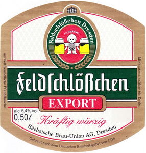 Drink Label: Feldschlößchen Export (Feldschlößchen Aktiengesellschaft, Germany, Federal ...