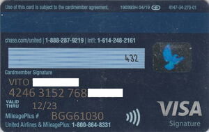 Bank Card: Unitrd Explorer (Chase, United States of AmericaCol:US-VI ...