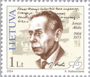 Stamp: Jonas Aistis (1904-1973), Poet (Lithuania(Famous Lithuanians ...