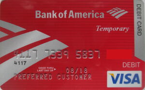 Bank Card: Bank of America DEBIT Temporary (Bank of America, United ...