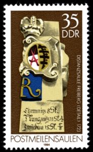 Stamp: Distance Column, Freiberg (1723) (Germany, Democratic Republic ...