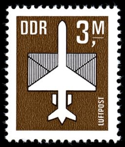 Stamp: Aeroplane and Envelope (Germany, Democratic Republic (DDR ...