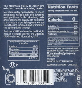 Drink Label: The Montain Valley Spring (Mountain Valley Water Co ...