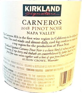 Drink Label: Kirkland Signature Carneros Pinot Noir (DC Flynt MW ...
