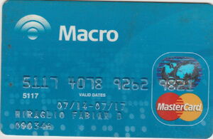 Bank Card: Macro (Banco Bansud/Banco Macro, ArgentinaCol:AR-MC-0074