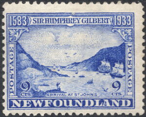 Stamp: Fleet Arriving at St. John's (Newfoundland(350th Anniversary of Annexation by Sir ...