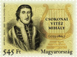 Stamp: Mihály Csokonai Vitéz, Poet (HungaryMi:HU 6317,Sn:HU 4662,Yt:HU 4883