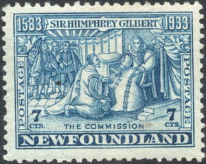 Stamp: Gilbert Commissioned by Queen Elizabeth I (Newfoundland(350th Anniversary of Annexation ...
