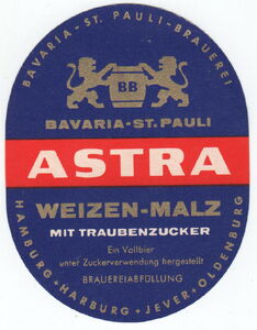Drink Label: Astra Weizen Malz (Bavaria Brauerei Hamburg, Germany ...