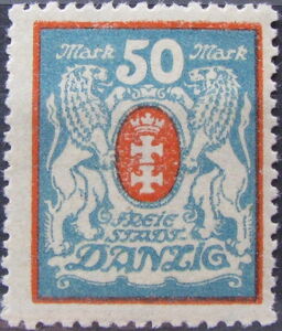 Stamp: The coat of arms of Danzig with lions (Free City of Danzig ...