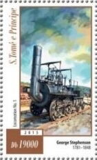Známka: 190th Anniversary of the First Steam Locomotive (Svatý Tomáš a ...