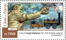 Známka: 190th Anniversary of the First Steam Locomotive (Svatý Tomáš a ...