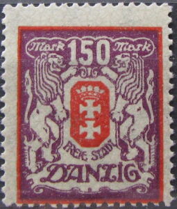 Stamp: The coat of arms of Danzig with lions (Free City of Danzig ...