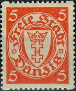 Stamp: The coat of arms of Danzig in an oval frame (Free City of Danzig ...