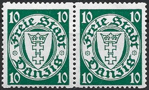 Stamp: The coat of arms of Danzig in an oval frame (Free City of Danzig ...