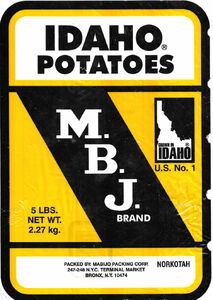 Food Label: M.B.J. Idaho Potatoes (Mabijo Packing Corp., United States ...