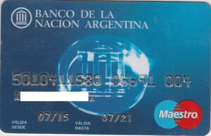 Tarjeta de Banco: Maestro (Banco de la Nación Argentina, ArgentinaCol ...