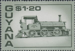 Stamp: Steam Locomotive No 4 (Guyana(Guyana Railways) Mi:GY 1917,Yt:GY ...
