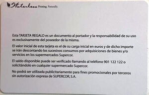 Tarjeta Regalo: Supercor (Supercor, España(Supercor) Col:ES-SUP-003
