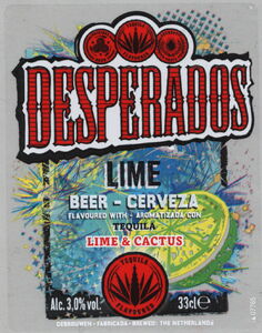 Drink Label: Desperados Lime (Heineken Brouwerij, NetherlandsCol:NL ...