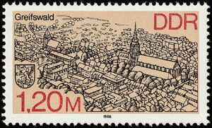 Stamp: Greifswald (Germany, Democratic Republic (DDR)(District Cities ...