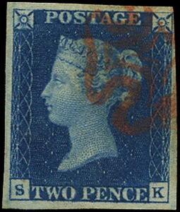 Stamp: Queen Victoria - Two Penny Deep Blue (United Kingdom of Great ...