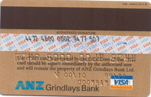 Bank Card: Grindlays Bank (ANZ Grindlays Bank, AustraliaCol:AU-VI-0049