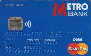 Bank Card: Metro Bank MasterCard Debit (Metro Bank, United Kingdom of ...