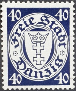 Stamp: The coat of arms of Danzig in an oval frame (Free City of Danzig ...